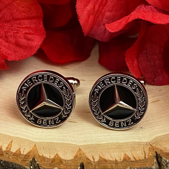 Accessories | Mercedes Benz Inspired Black And Silver Logo Cufflinks ...
